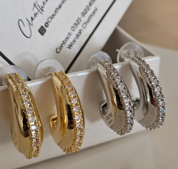 Celine hoops with stones – Clauthentic By Wardah